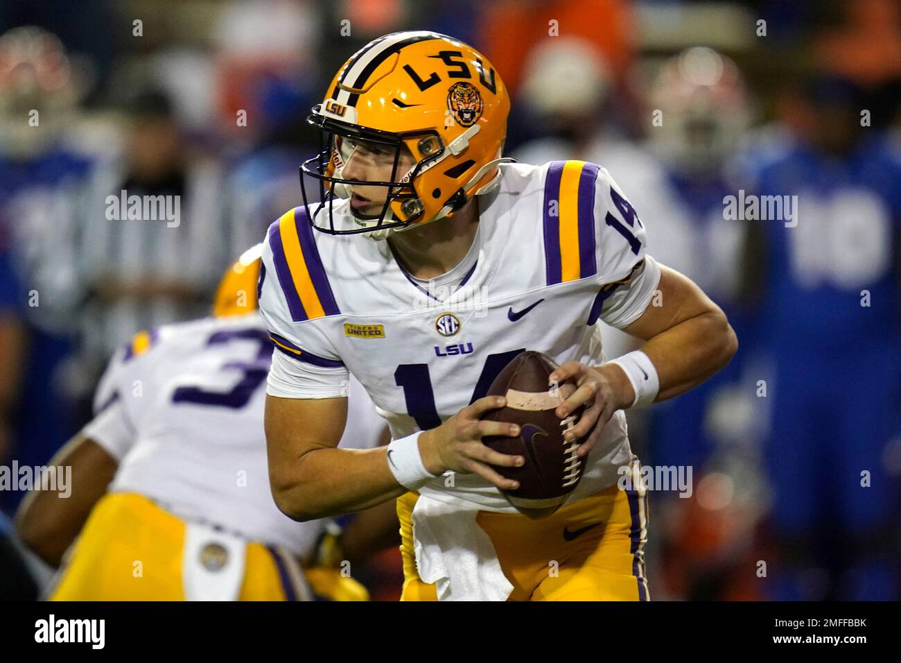 LSU quarterback Max Johnson scrambles against Florida during the first ...