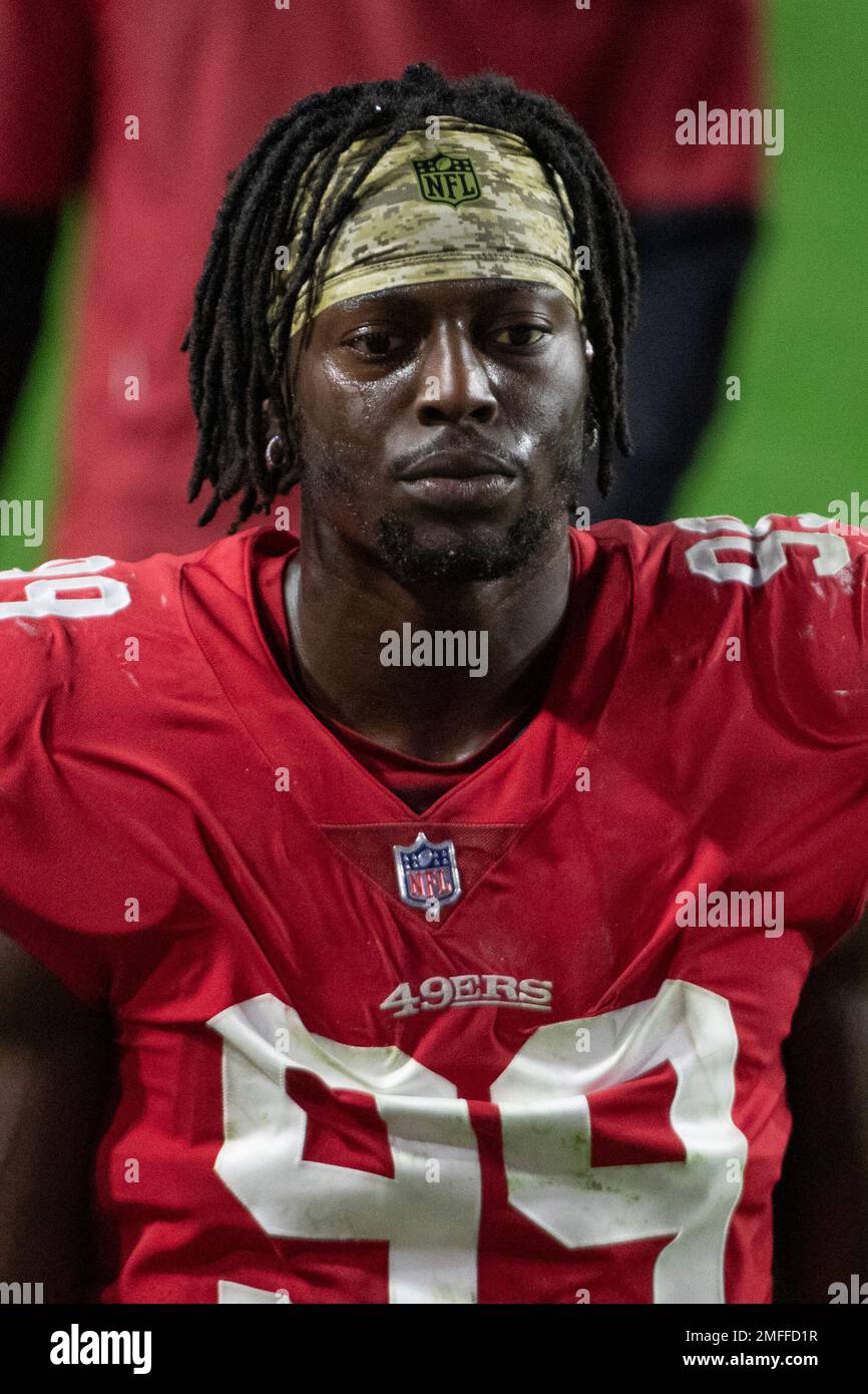 San Francisco 49ers defensive tackle Javon Kinlaw (99) reacts while ...