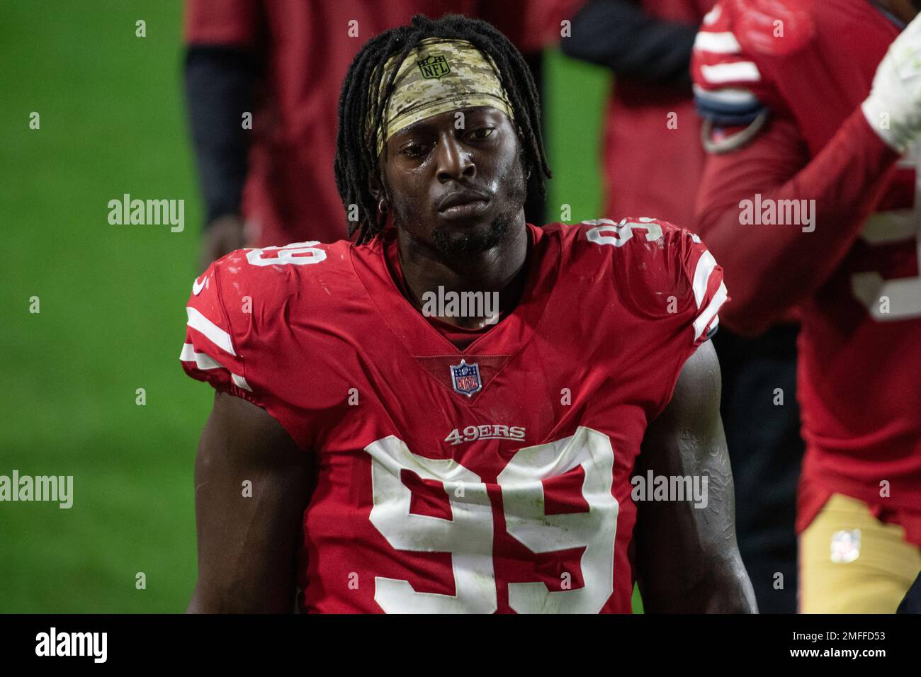 San Francisco 49ers defensive tackle Javon Kinlaw (99) reacts while ...