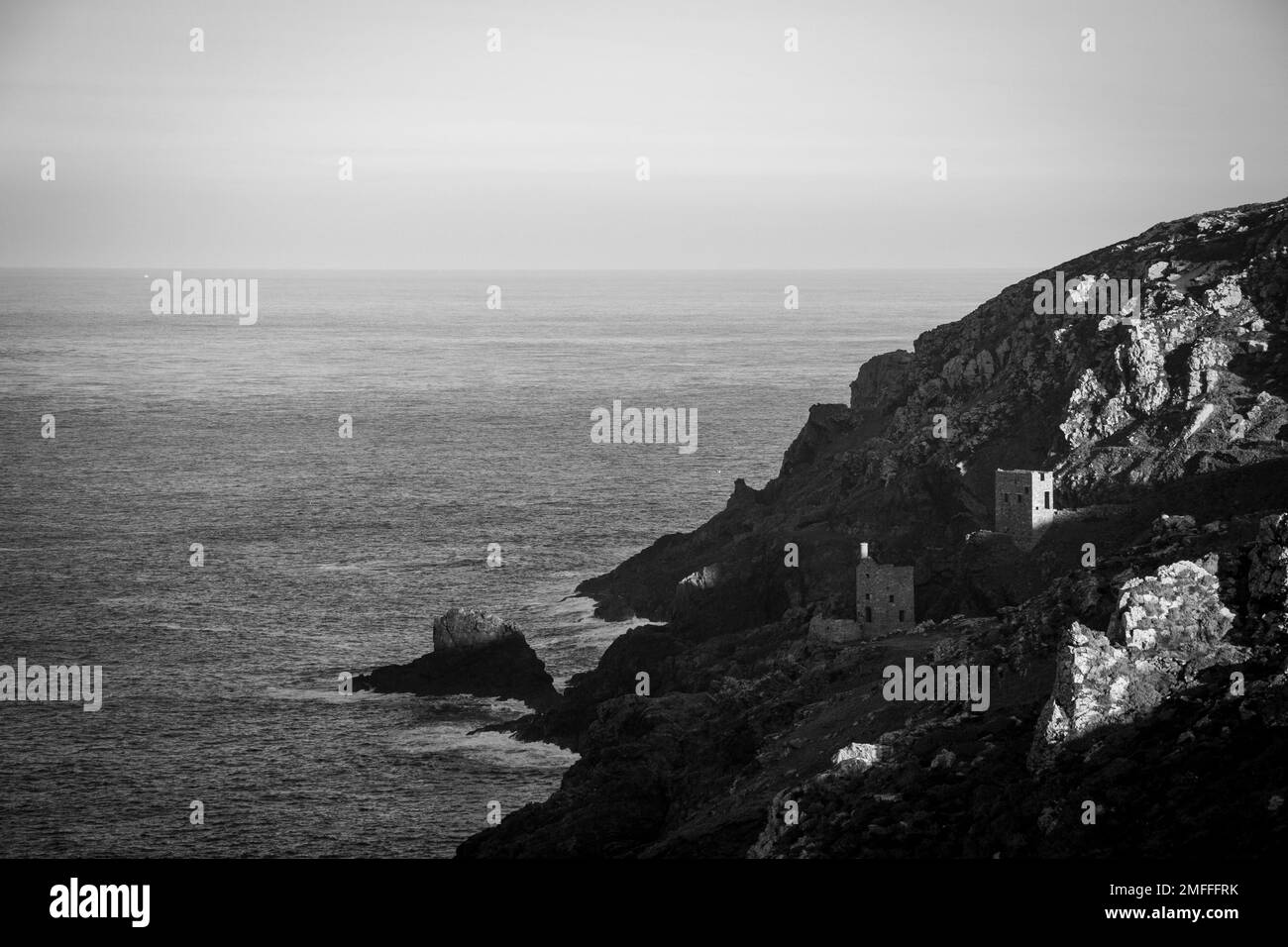 Mining engine houses on cliffs at Botallack, Cornwall Stock Photo - Alamy