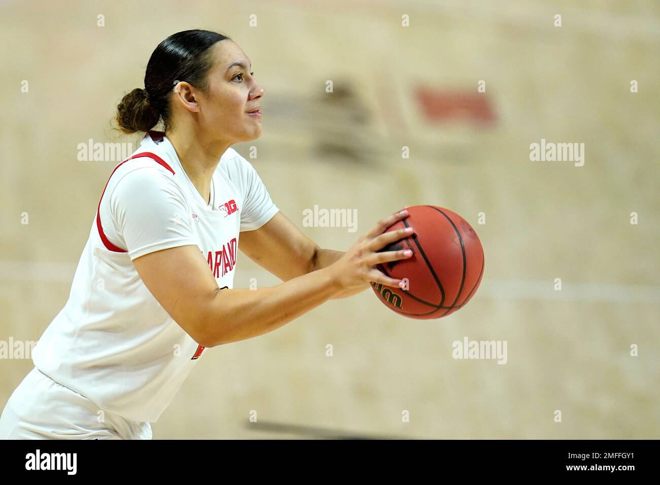 Maryland forward Mimi Collins shoots against Towson during the second ...