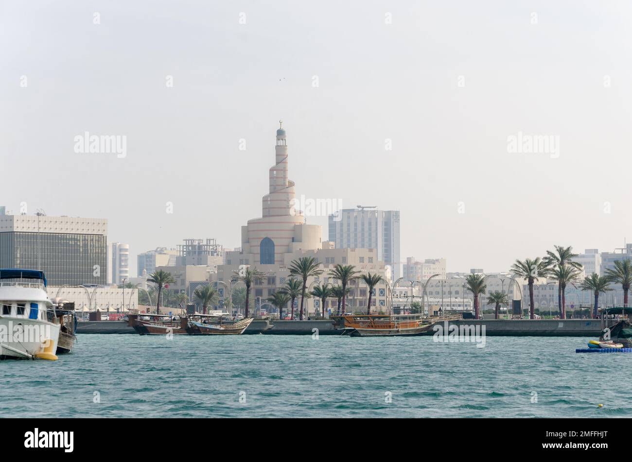 Doha corniche with Islamic Cultural Center in the background Stock ...