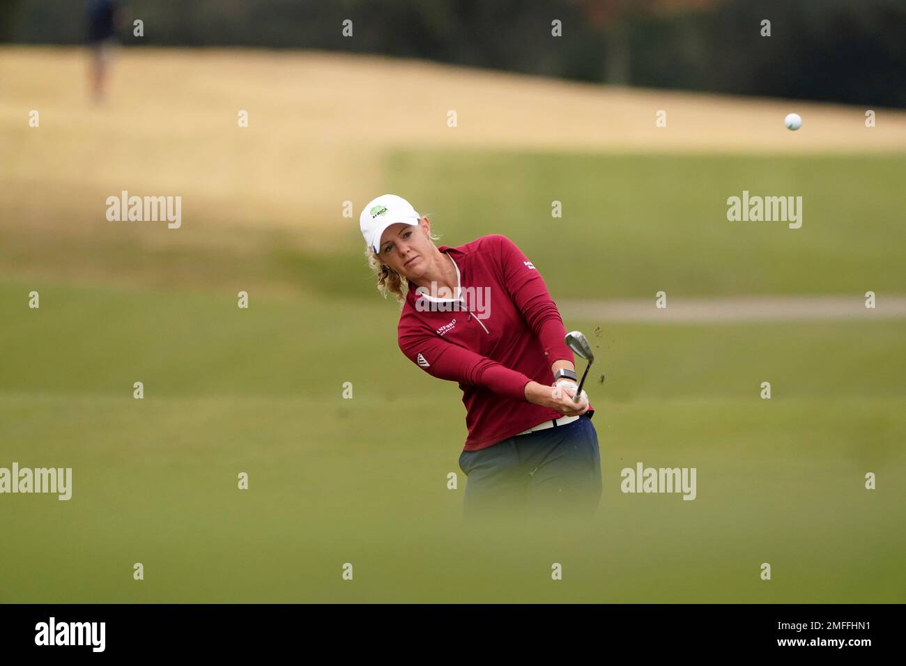Amy Olson chips onto the first green during the second round of the U.S ...