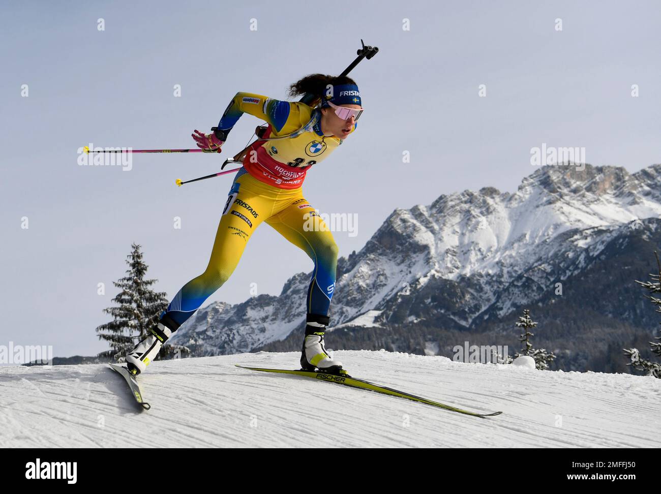 Hanna Oeberg of Sweden races in the women's 7.5 sprint race at the ...