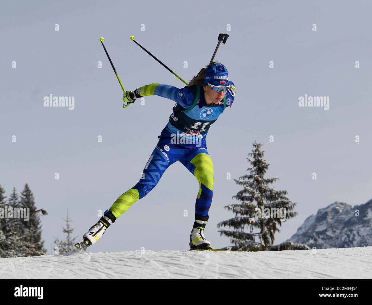 Dzinara Alimbekava of Belarus races to win the women's 7.5 sprint race ...
