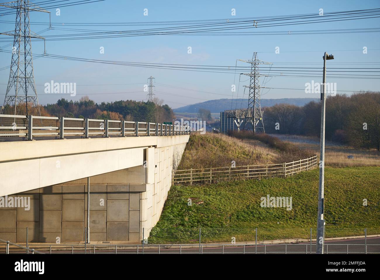 Modern road bridge on the A453 in Nottinghamshire, UK Stock Photo - Alamy