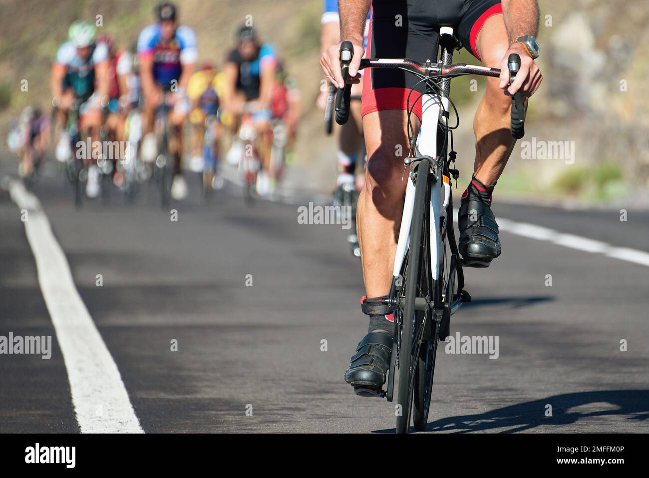 Cycling competition, cyclist athletes riding a race at high speed Stock ...