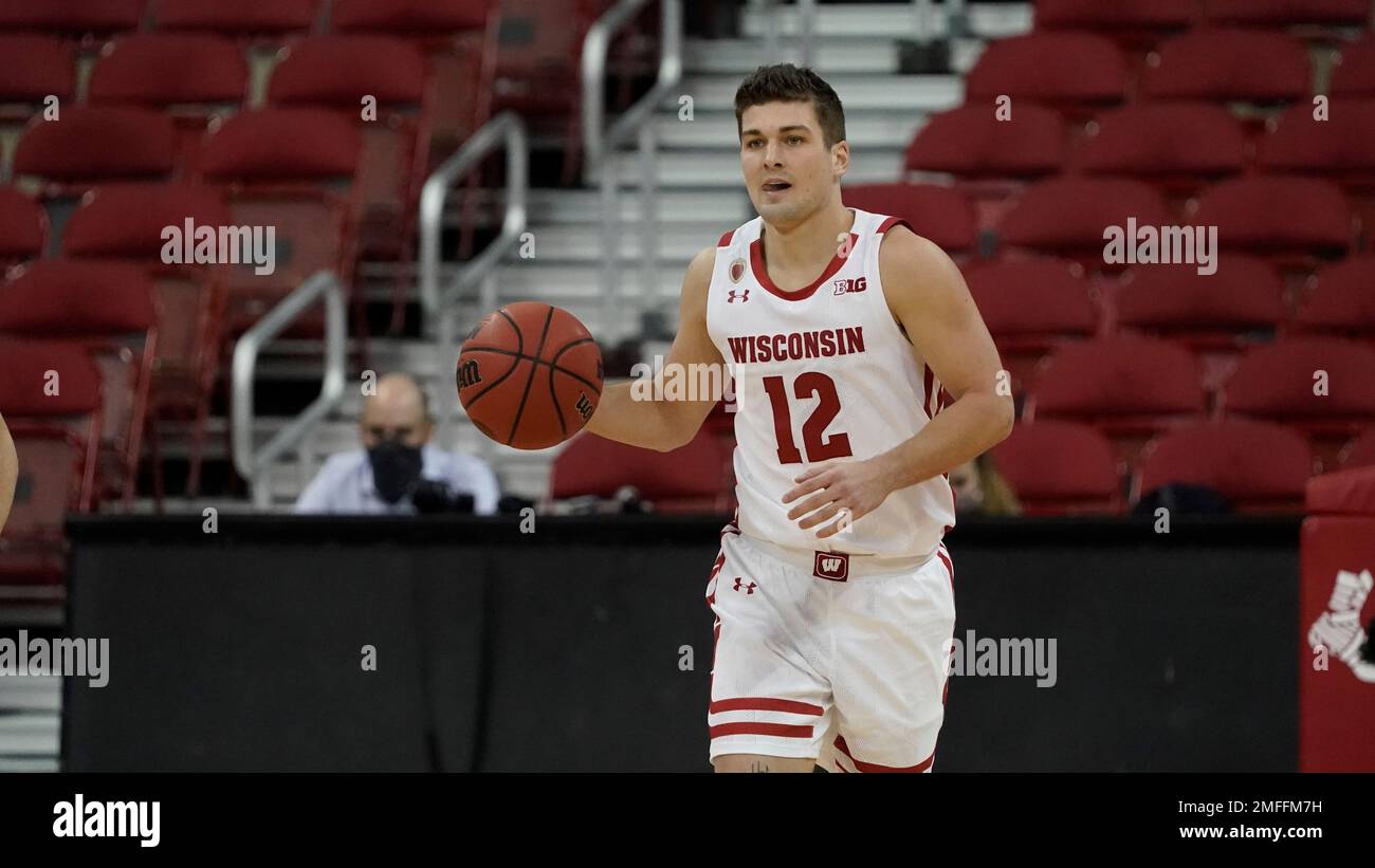Wisconsin's Trevor Anderson dribbles during the first half of an NCAA ...