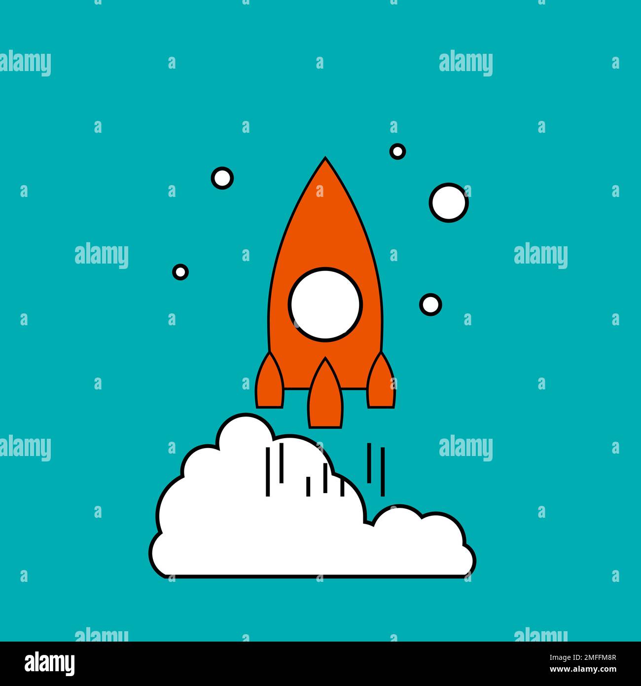 Rocket launch, ship. Simple flat design Stock Vector Image & Art - Alamy