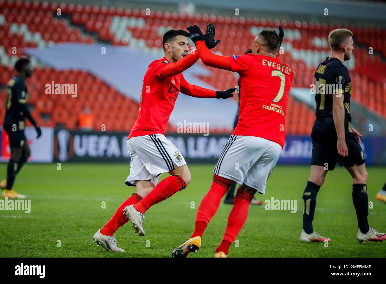 Benfica's Pizzi celebrates after scoring his side's second goal from a ...