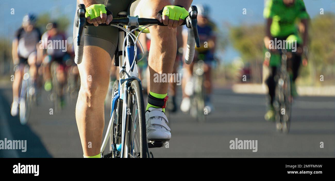 Cycling competition, cyclist athletes riding a race at high speed Stock ...