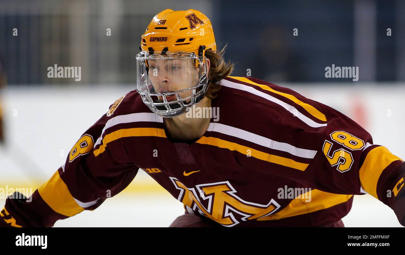 Minnesota's Sampo Ranta plays during an NCAA hockey game on Wednesday ...