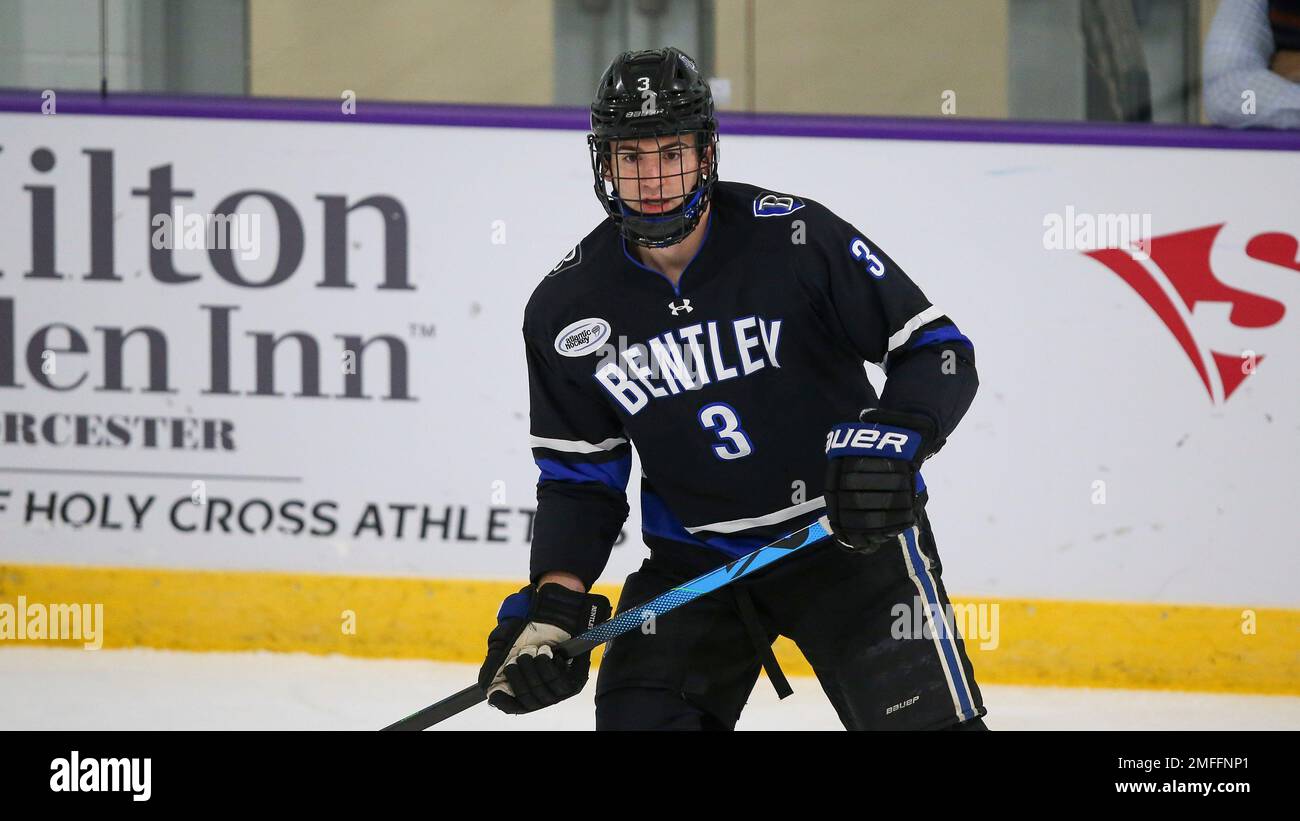 Bentley's Luke Orysiuk (3) during an NCAA hockey game against Holy ...