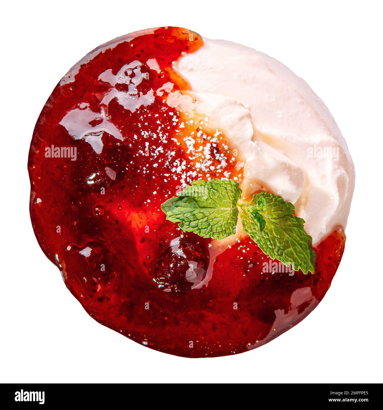 Sweet cherry jam dessert with cream Stock Photo - Alamy