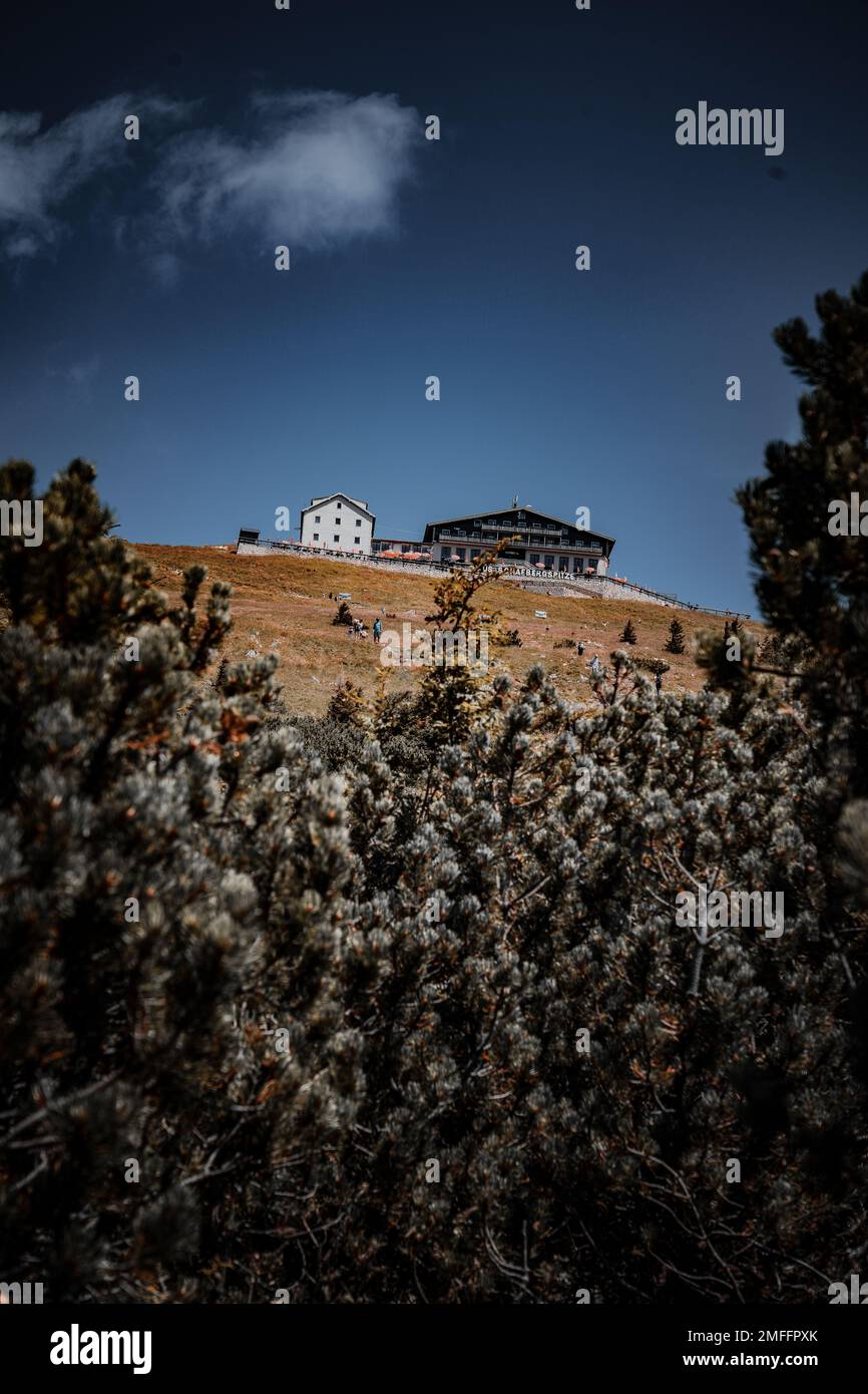 An aerial view of buildings on mountain Stock Photo - Alamy