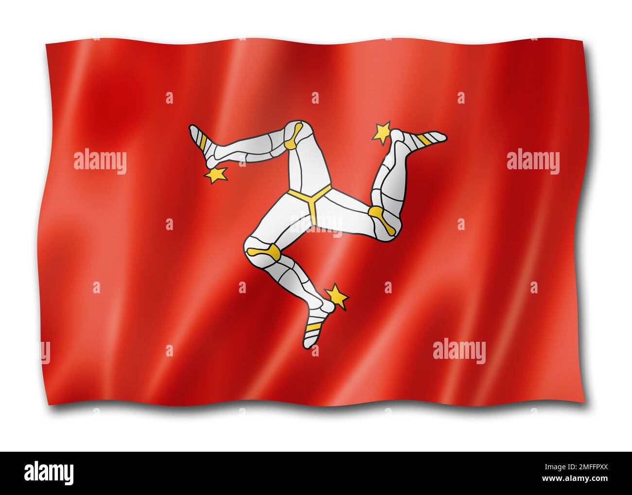 Isle of Man flag, United Kingdom waving banner collection. 3D ...