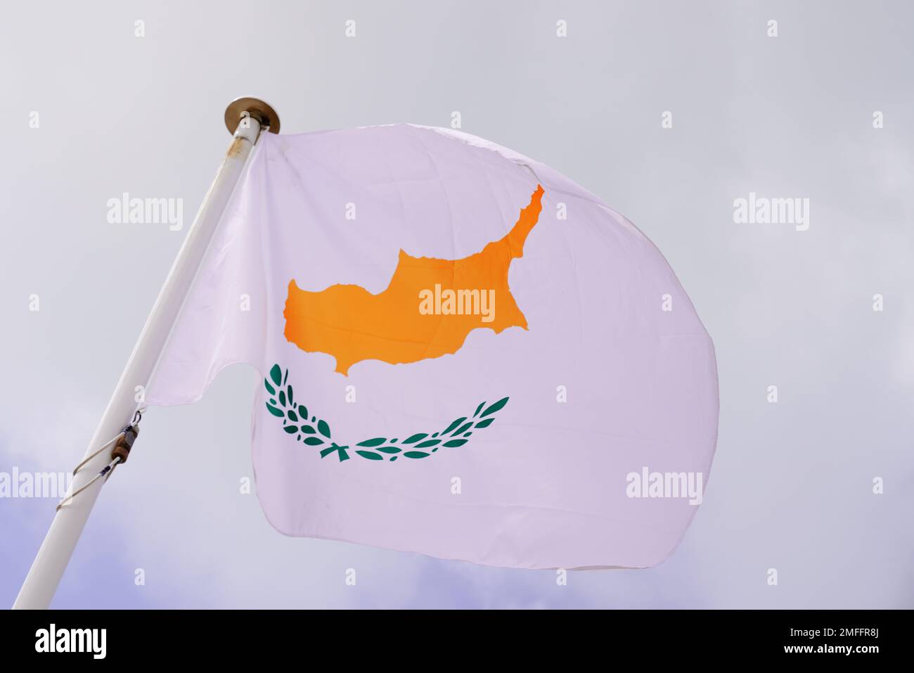 Blue sky background with cyprus flag hi-res stock photography and ...