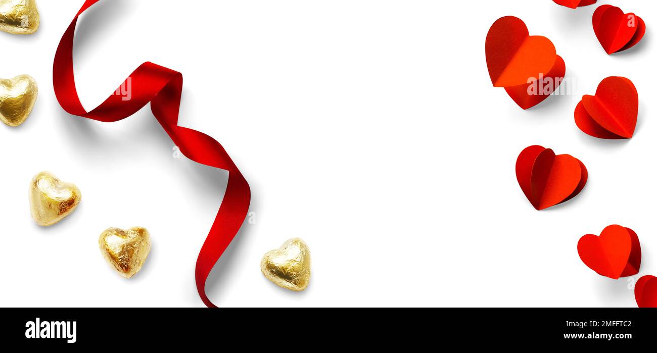 Design elements for Valentine's Day background. Pairs of red hearts ...