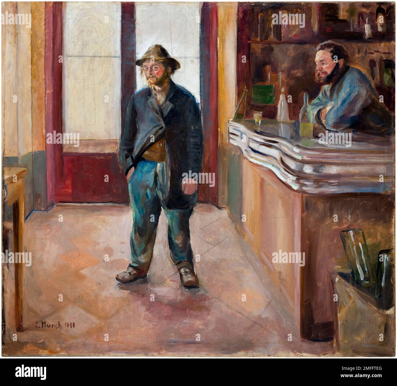 Edvard Munch, In the Tavern, painting in oil on canvas, 1890 Stock ...