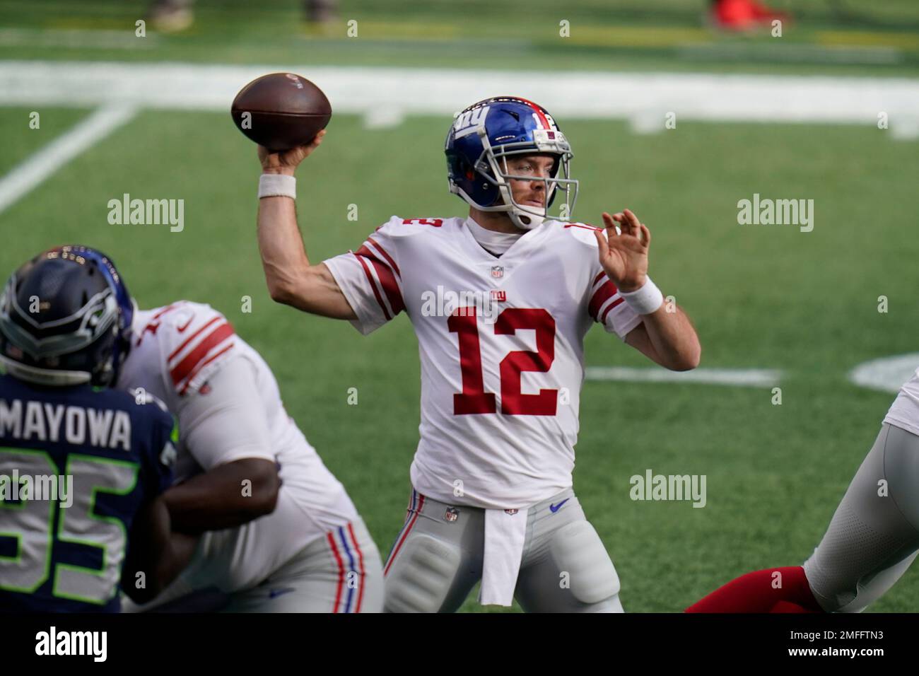 New York Giants quarterback Colt McCoy in action against the Seattle ...