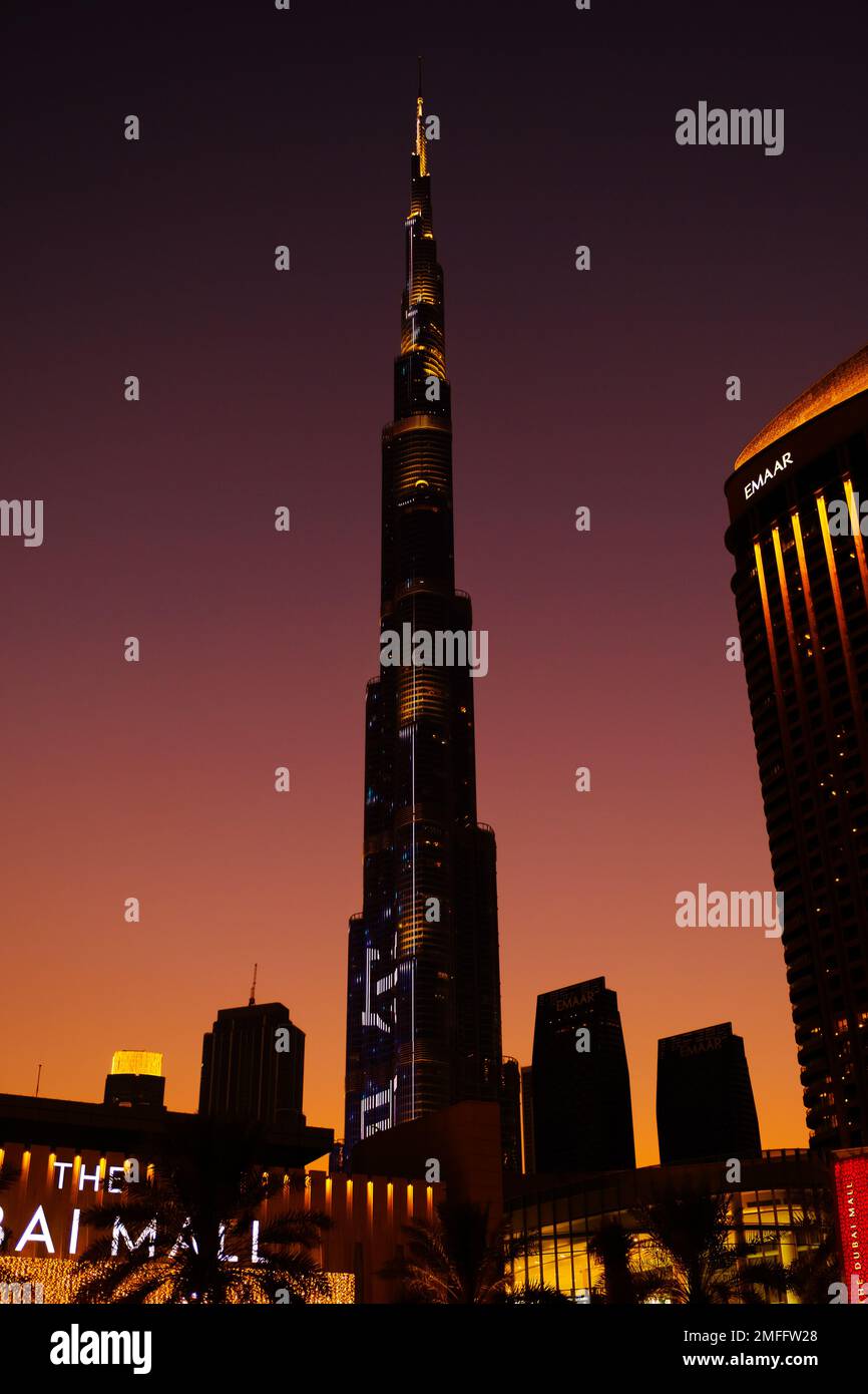 Burj Khalifa at night time Stock Photo - Alamy