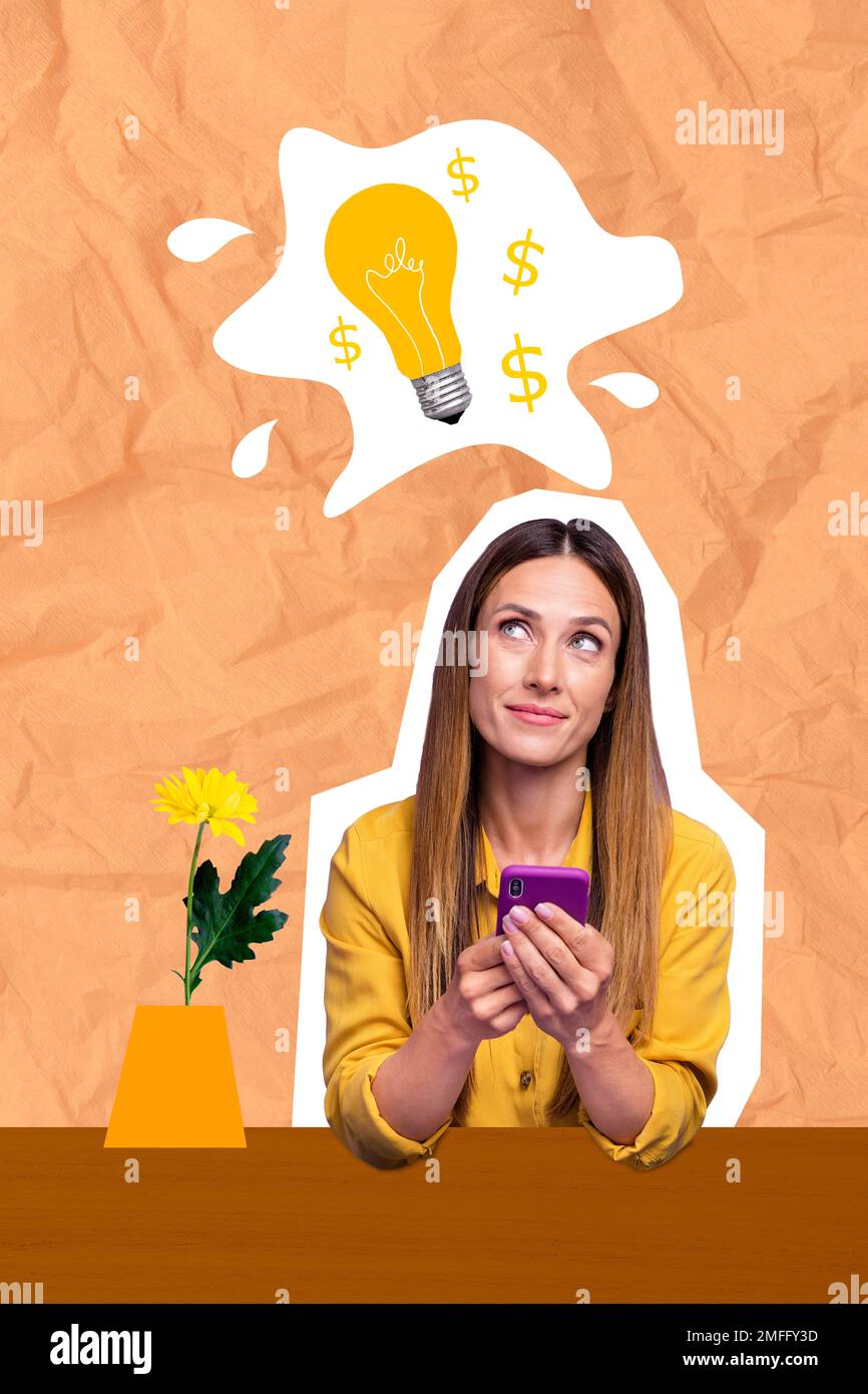 Collage artwork photo of mature aged woman entrepreneur business owner ...