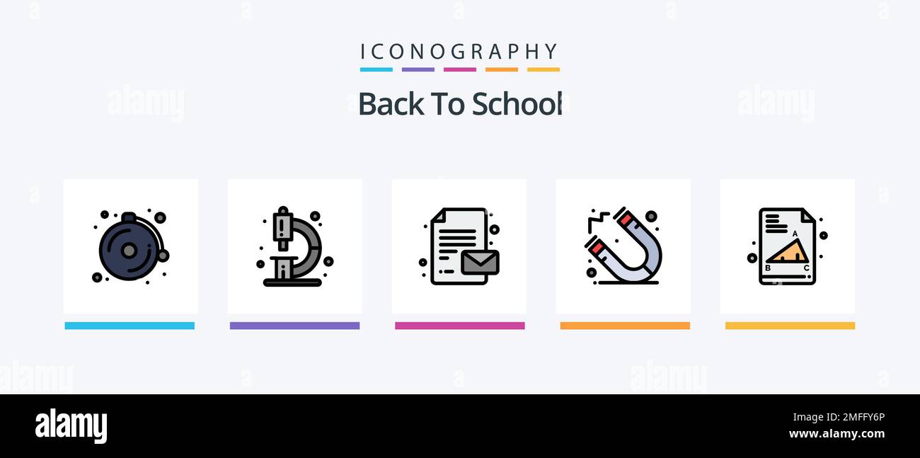 Back To School Line Filled 5 Icon Pack Including back to school ...