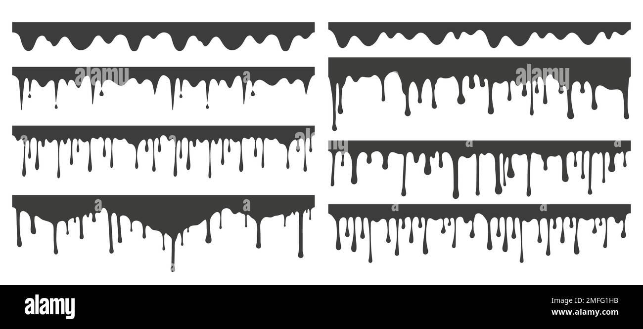 Melted drips and liquid paint drops. Current chocolate, ink, honey or ...