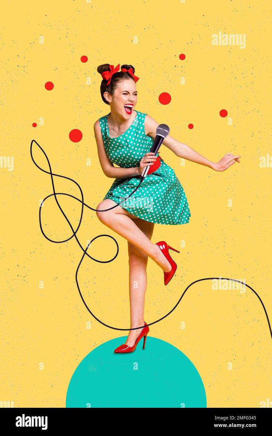 Photo cartoon comics sketch collage picture of funny funky lady ...