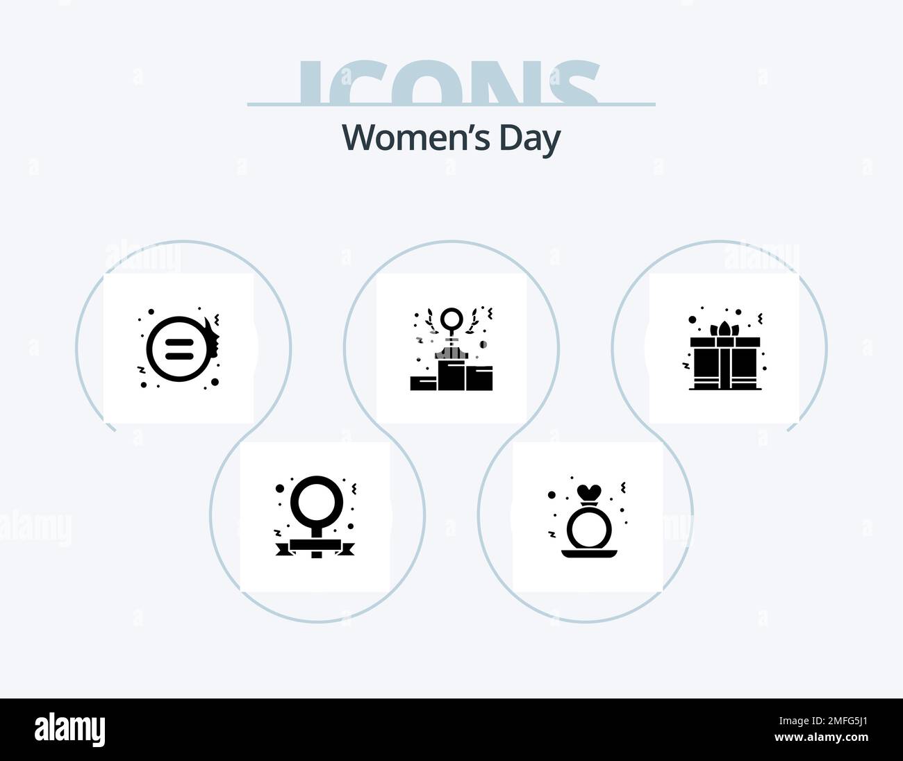 Womens Day Glyph Icon Pack 5 Icon Design. day. power. women. feminism ...