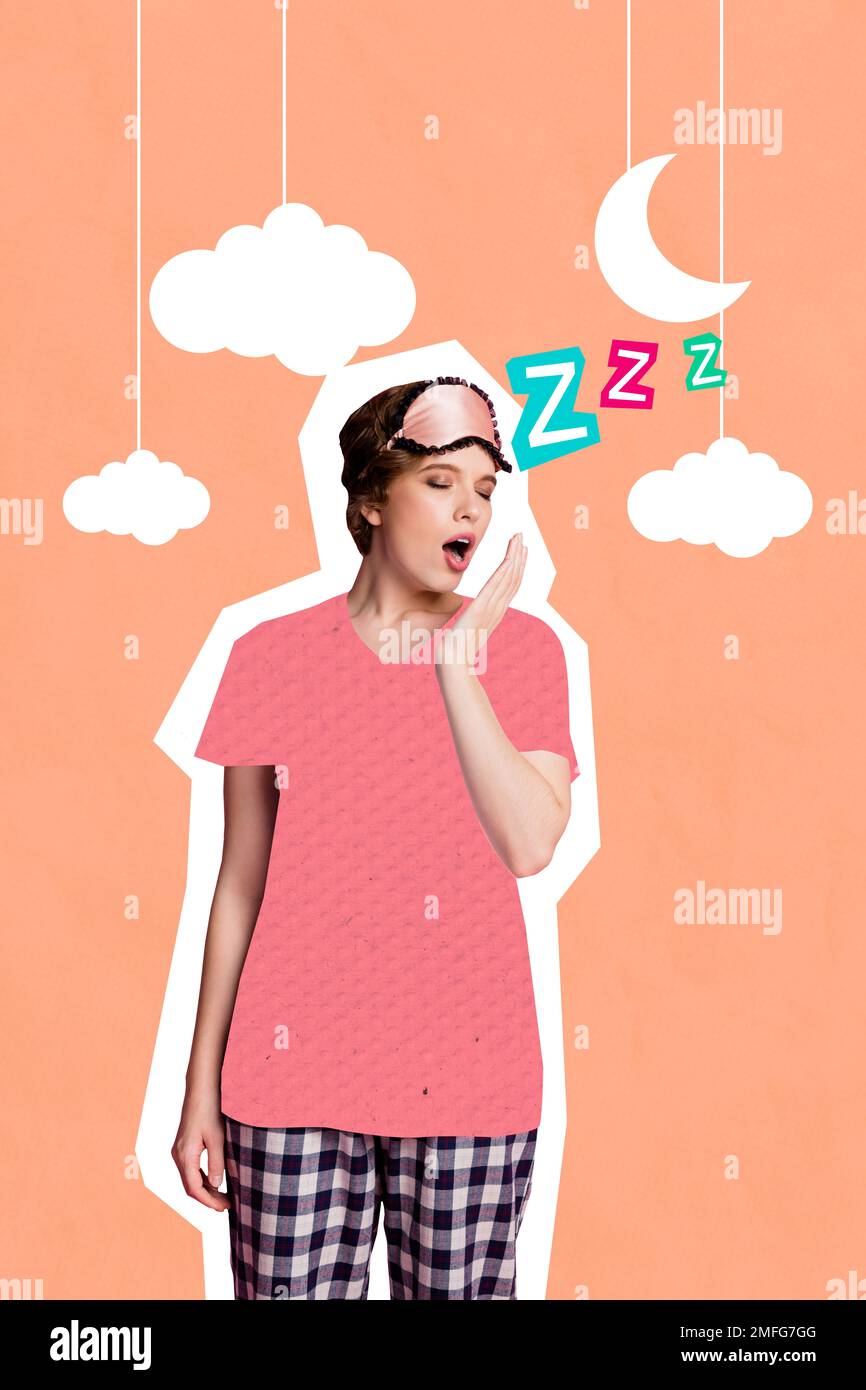 Creative 3d photo artwork graphics collage painting of tired lady ...