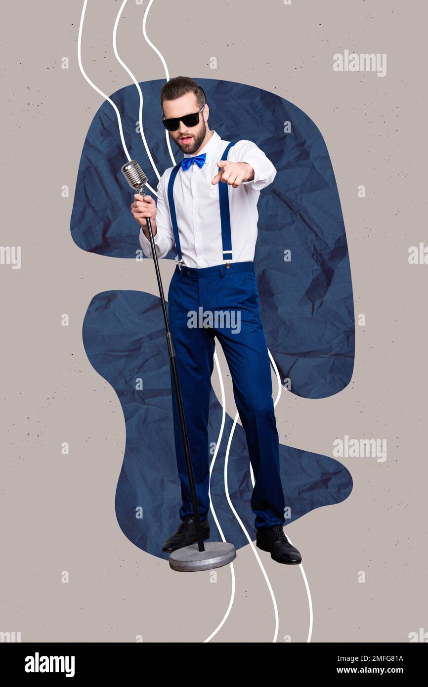 Creative abstract template graphics collage image of cool confident guy ...