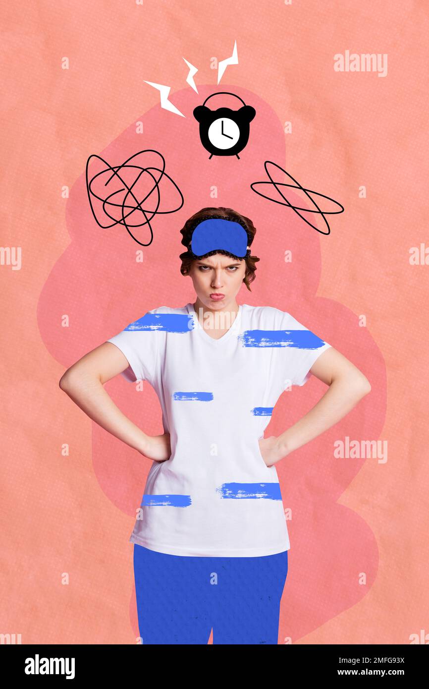 Exclusive magazine picture sketch collage image of unhappy angry lady ...