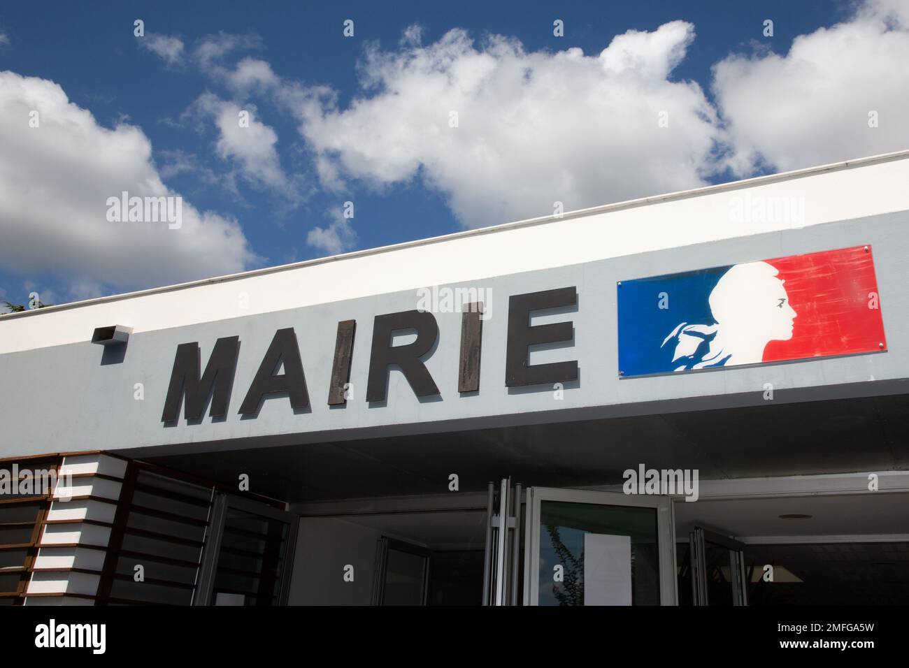 mairie French tricolor flag logo sign on france facade with french text ...