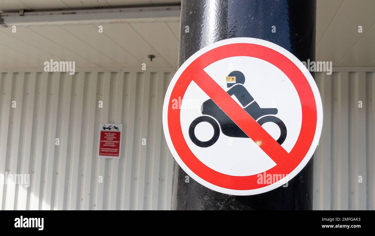 motorcycle prohibited traffic sign No motorbike or no parking panel ...