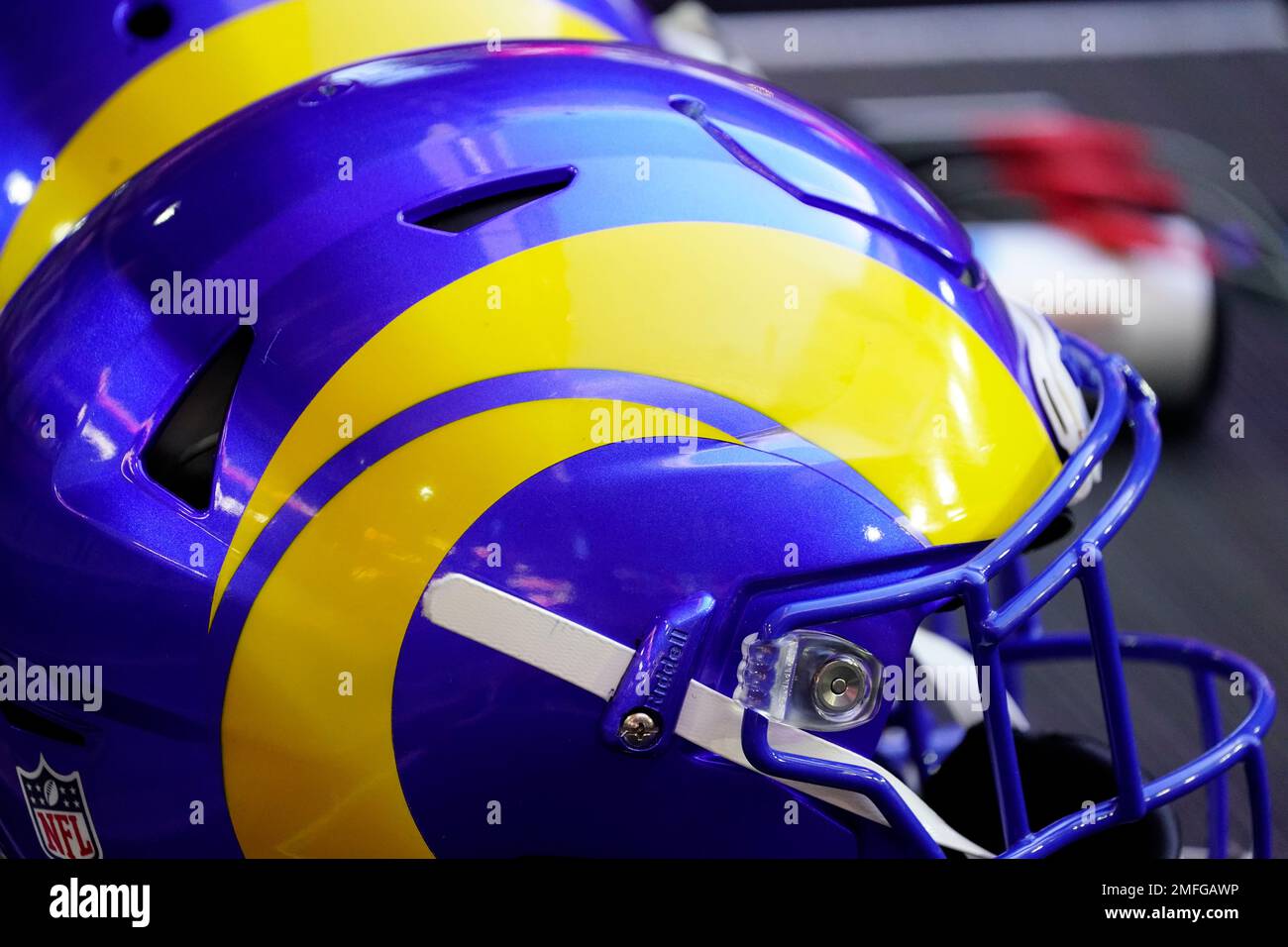 Los Angeles Rams helmet during an NFL football game against the Arizona ...