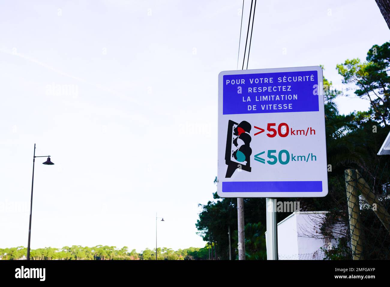 traffic light speed limit 50 road sign panel radar enforced in french ...