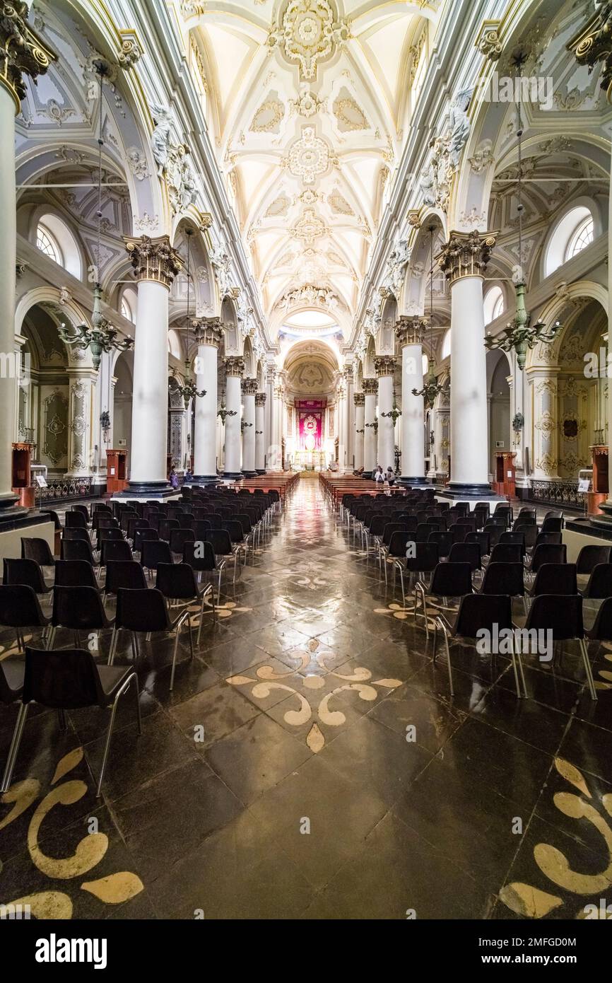 Altar, interior furnishings and painted ceilings inside the church ...