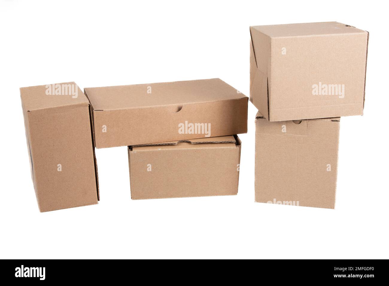 Cardboard pack boxes brown recycled box on white background Stock Photo ...