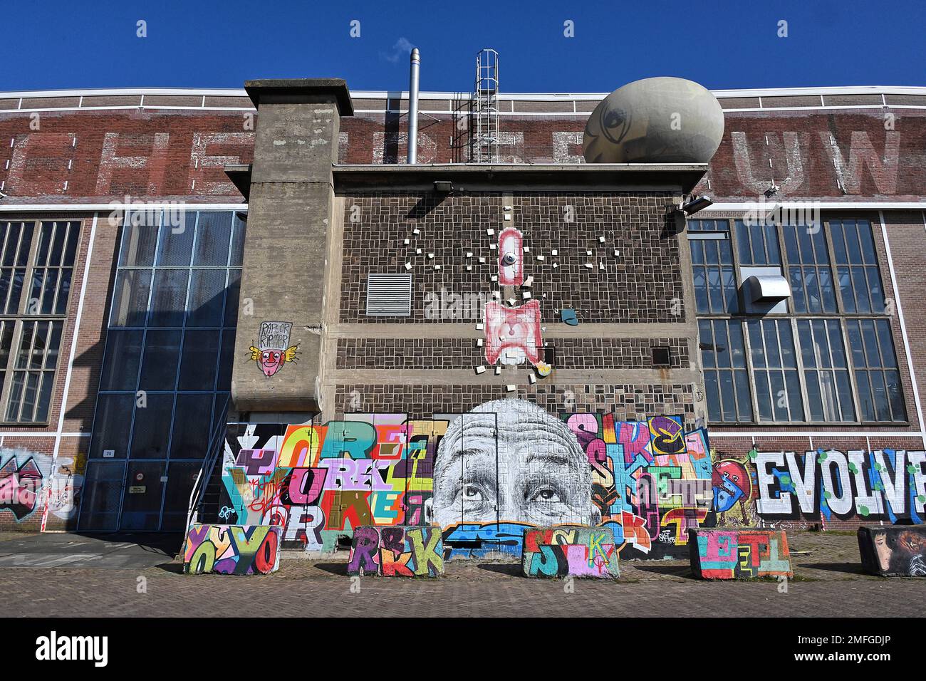 The Netherlands, Amsterdam. view of the NDSM district, former dockyard ...
