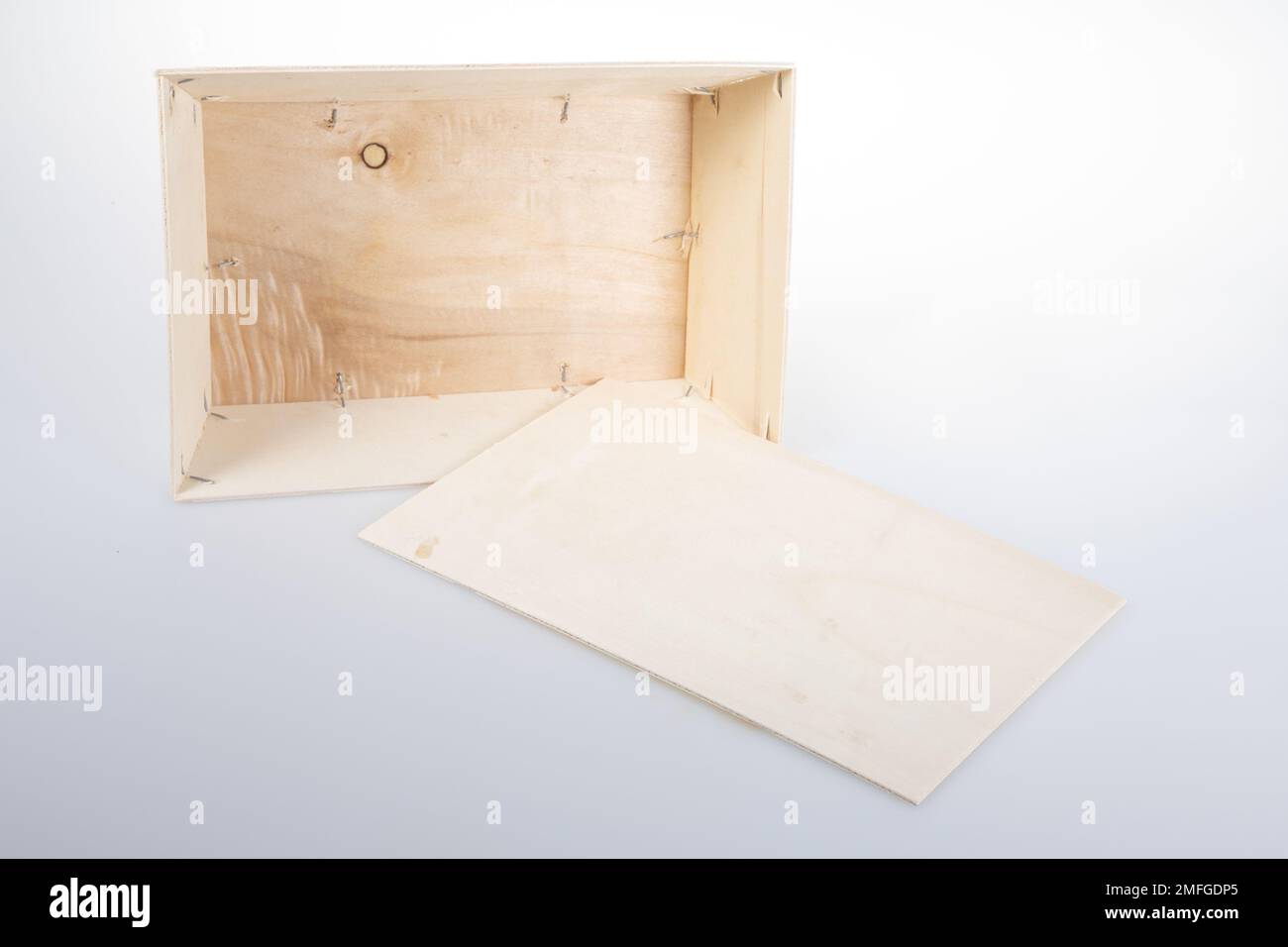 open pine wooden packaging wood wine box isolated on white background ...