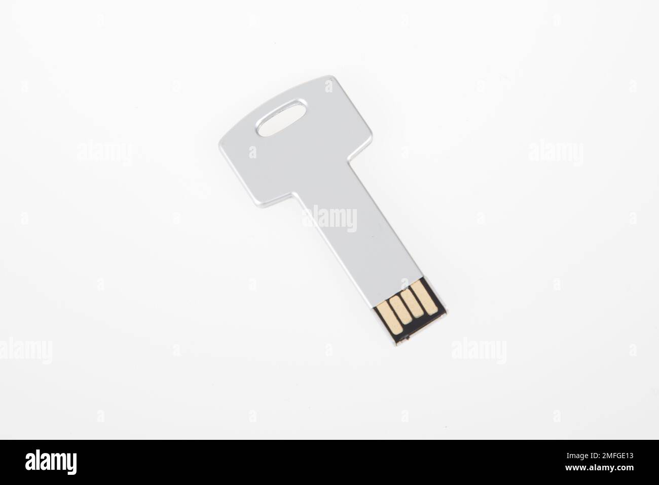 metal silver grey USB key in the shape of a metal USB flash drive on ...