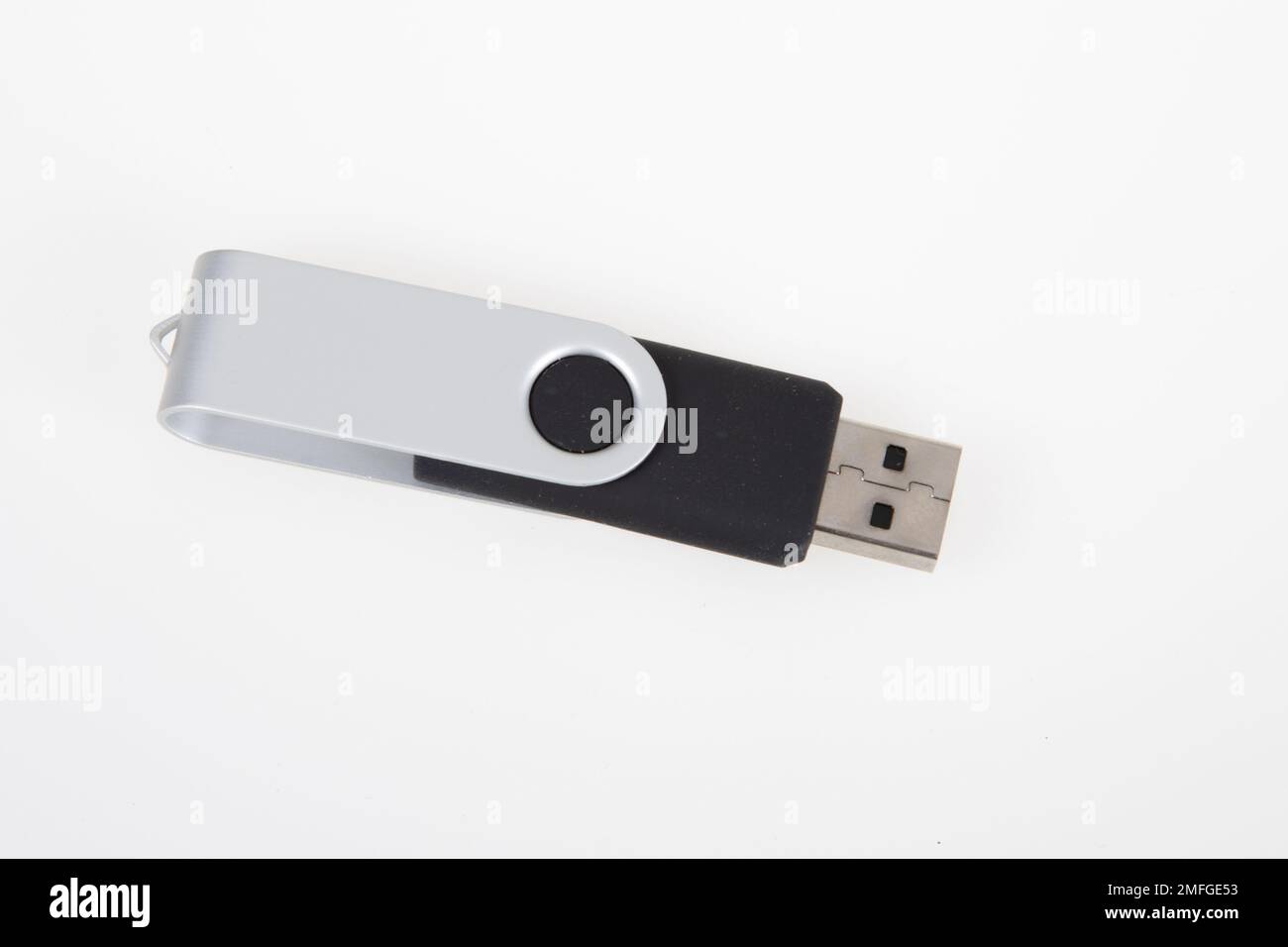 USB flash drive open key grey and black on white background Stock Photo ...