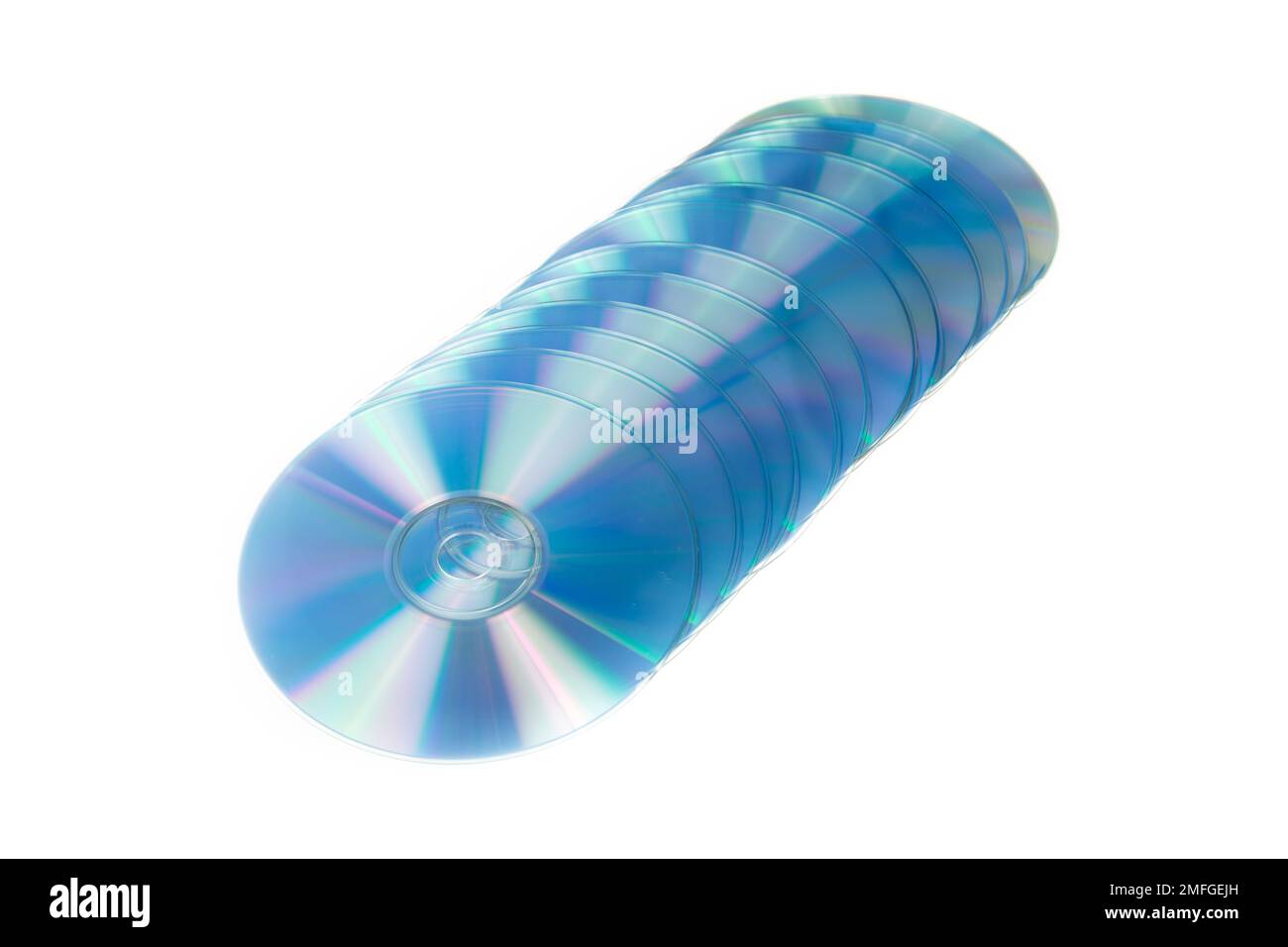 Spectrum colorful reflections of cd and DVD disks on white background ...