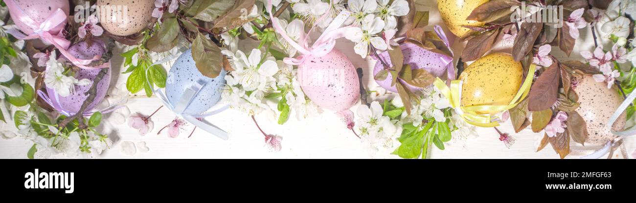 Happy Easter Spring Holiday Greeting Card Background with Easter ...