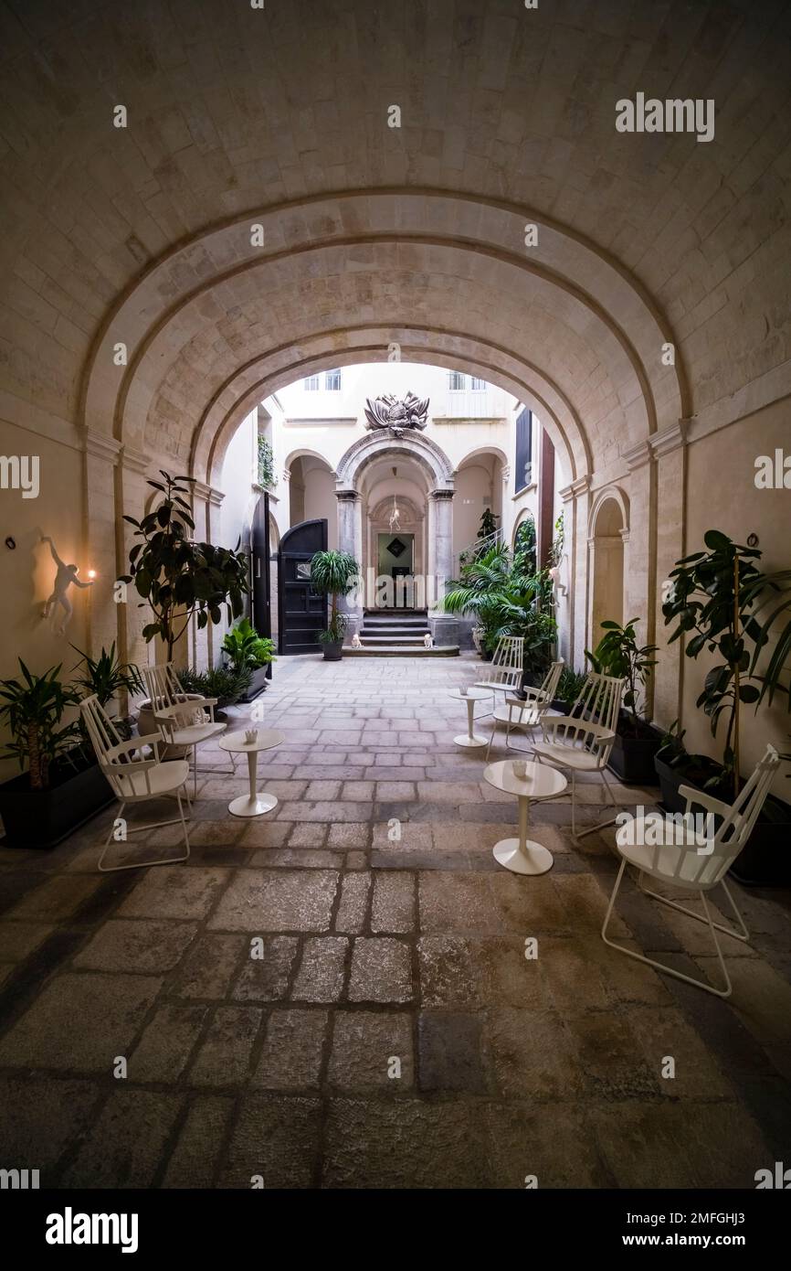 Beautiful inner courtyard with vault and furniture in the Late Baroque ...