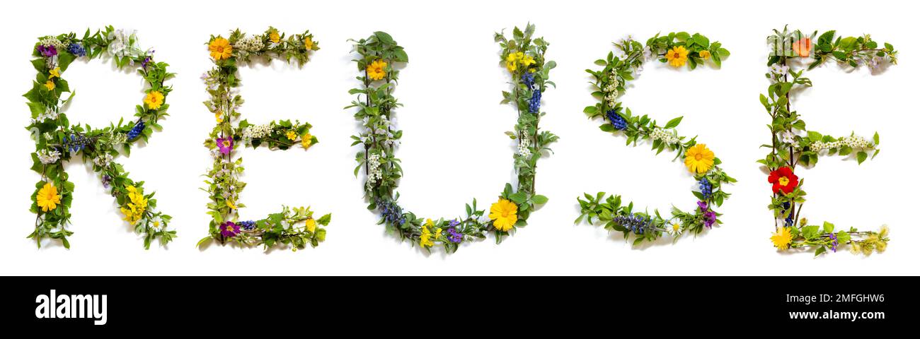 Blooming Flower Letters Building English Word Reuse Stock Photo - Alamy