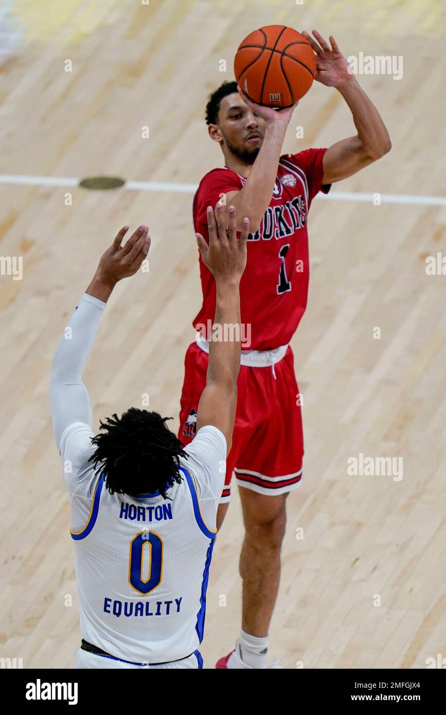 Northern Illinois' Trendon Hankerson (1) shoots over Pittsburgh's ...