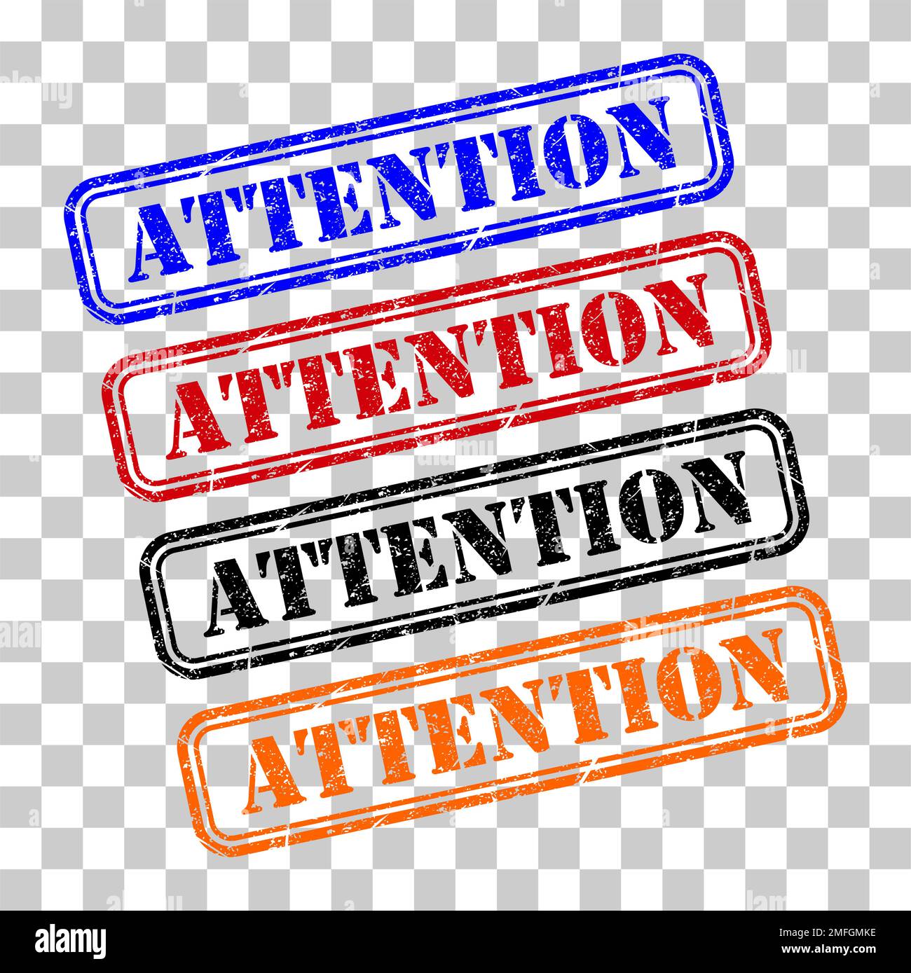 Set of Attention stamp symbol, label sticker sign button, text banner vector illustration Stock ...