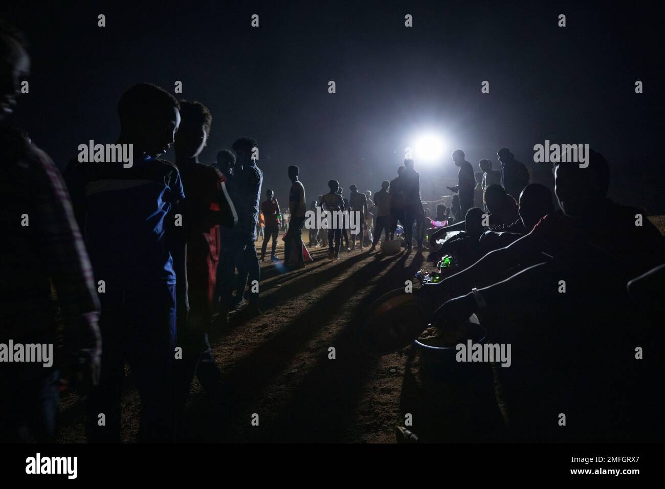 Tigray refugees who fled the conflict in the Ethiopia's Tigray, gather ...